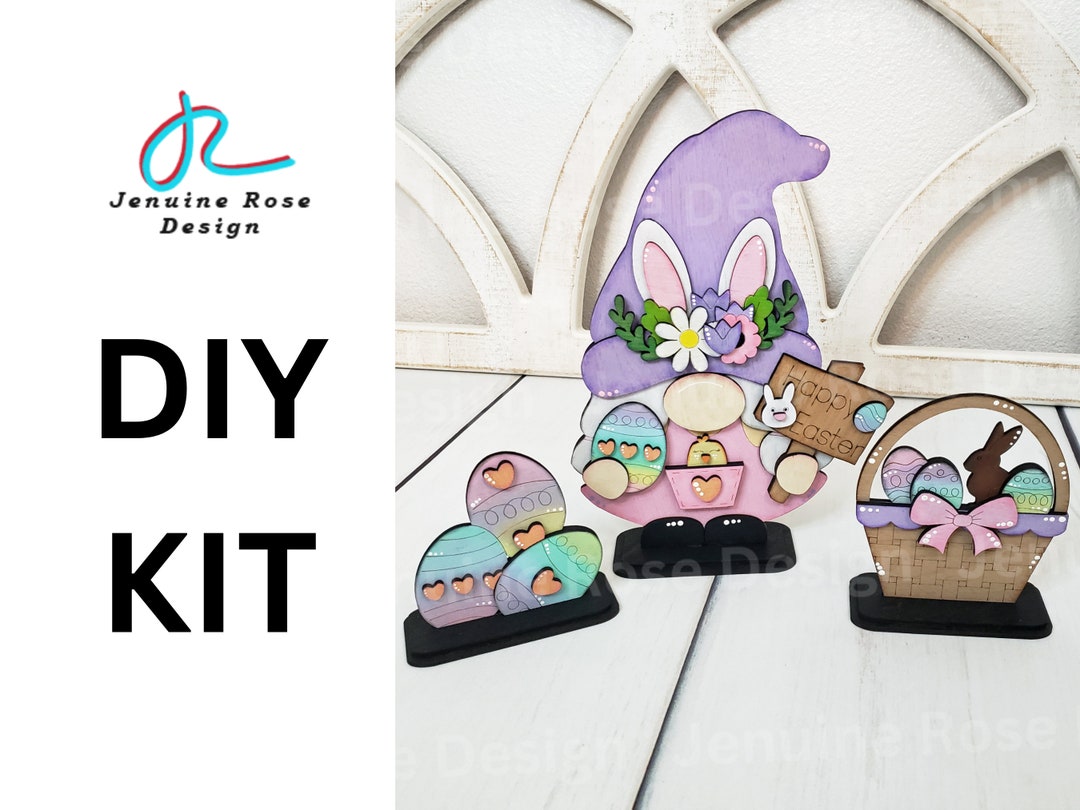DIY Kit Easter Gnome Set, Unfinished Wood Blanks Easter Bunny Gnome ...