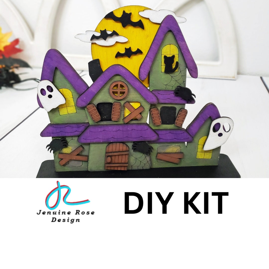 Haunted House DIY Kit, Unfinished and Unassembled Wooden Halloween ...