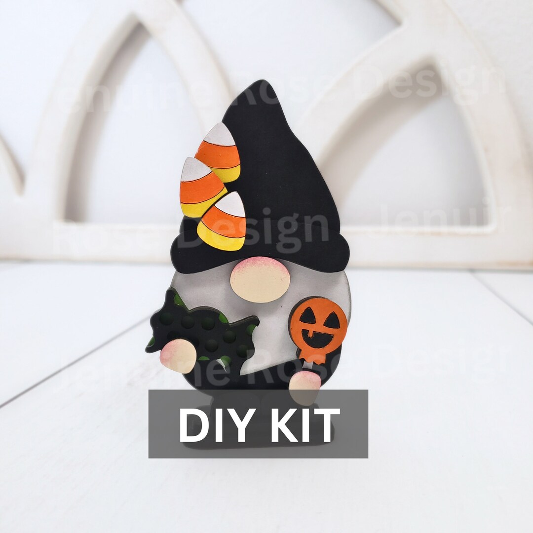 Mini Halloween Gnome DIY Kit, Unfinished Wood Candy Corn Gnome With ...