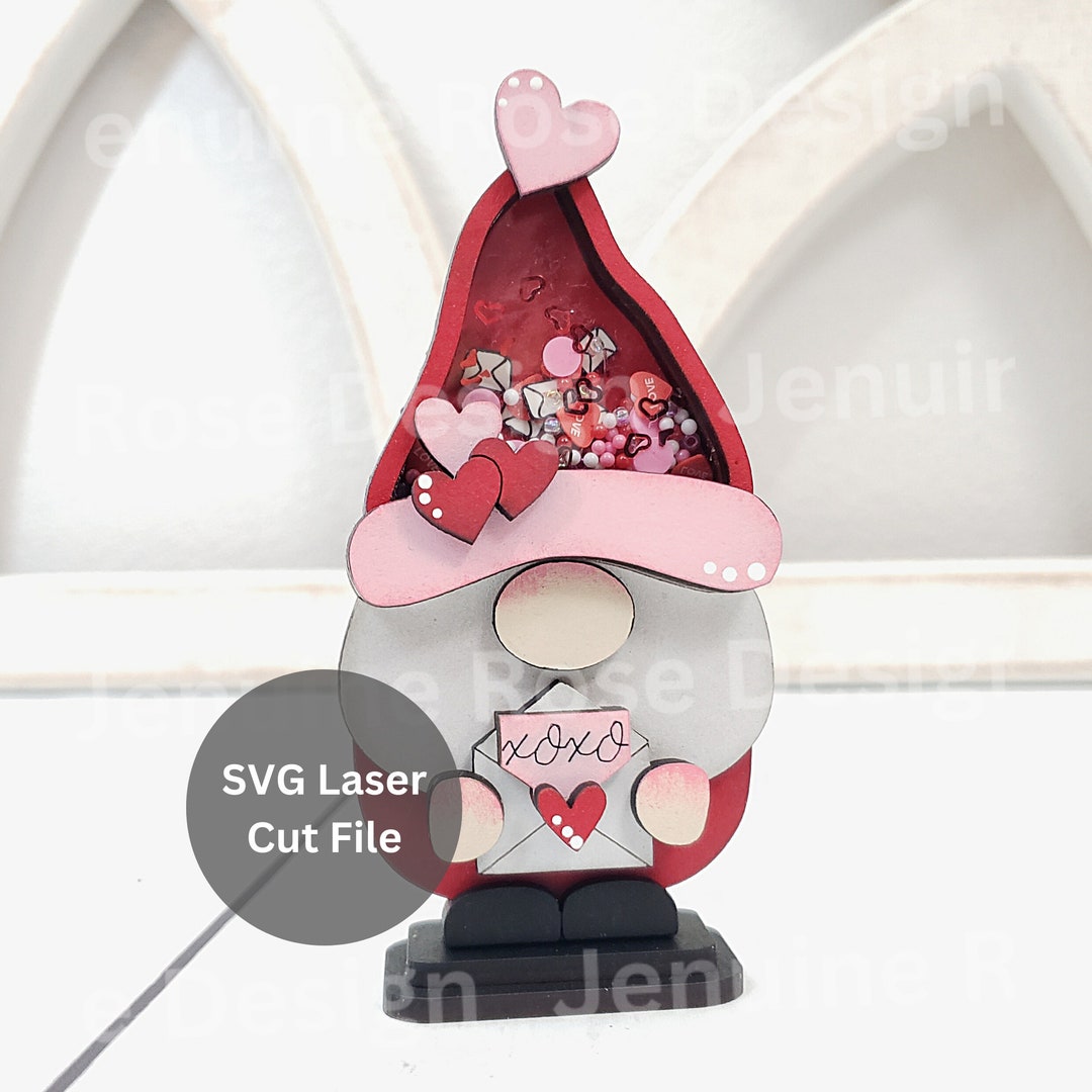 Valentine Gnome With Shaker Hat SVG Laser Cut File for Laser Cutter or ...