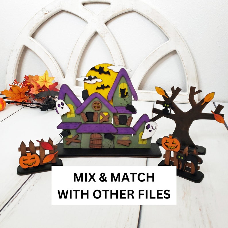 DIY KIT: Spooky Tree and Fences Set, Unfinished Wooden Halloween Tree ...