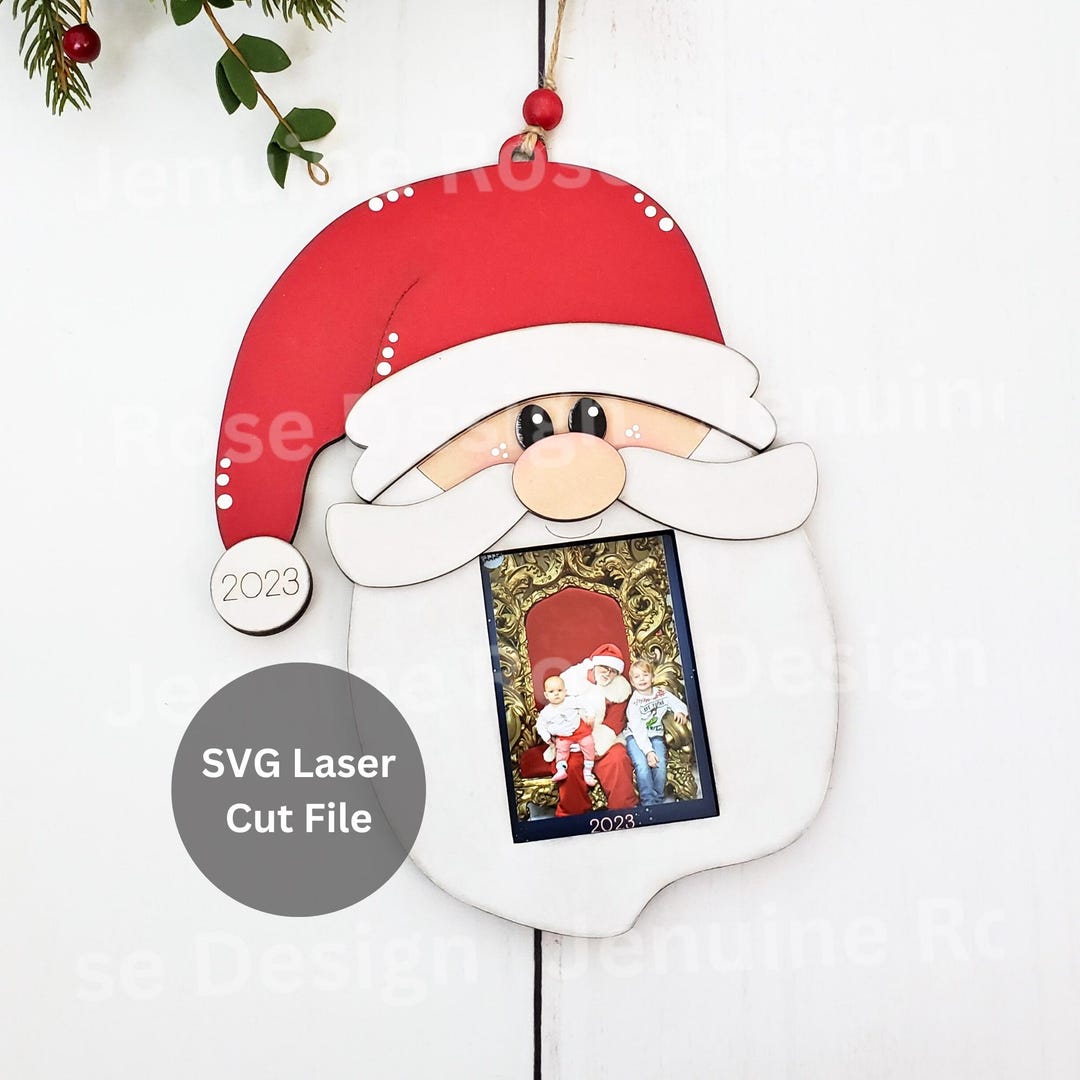 Santa Picture Frame Ornament SVG Laser Cut File for Glowforge or Laser ...