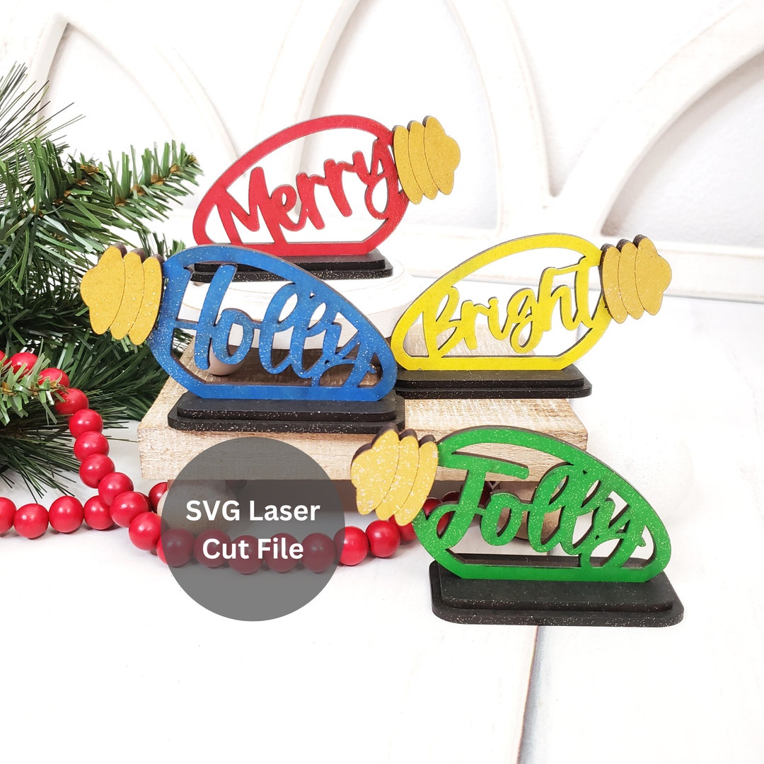 Simple Christmas Light Bulbs SVG Laser Cut File Bundle for Laser Cutter ...