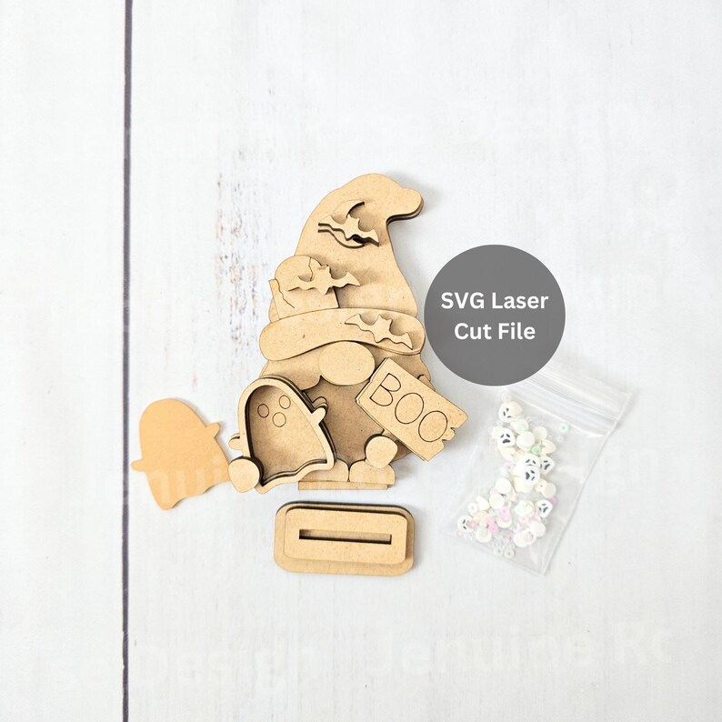 Gnomo fantasma con agitador, archivo SVG cortado por láser para ...