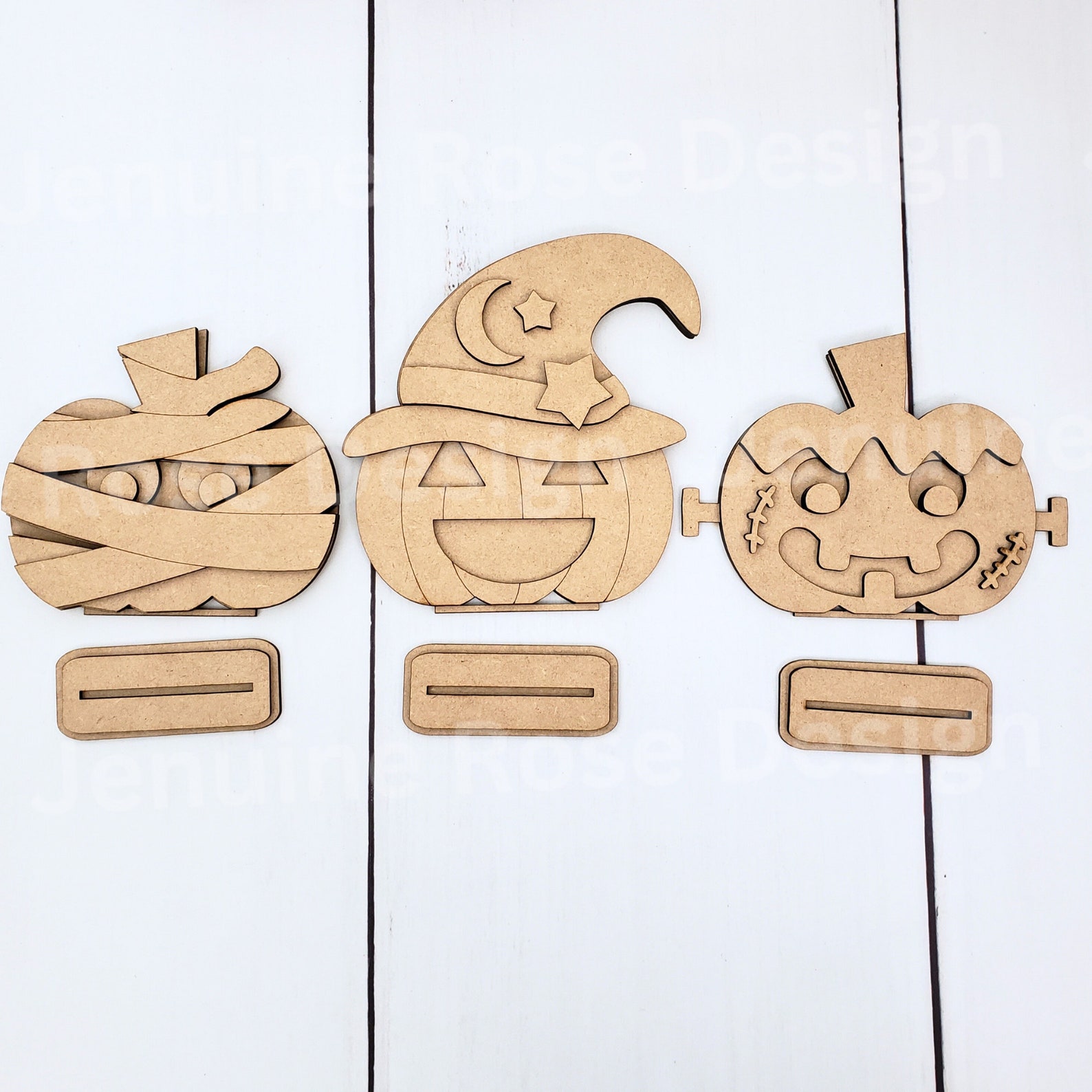 Halloween Jackolantern Trio DIY Kit, Unfinished Wooden Witch Hat ...