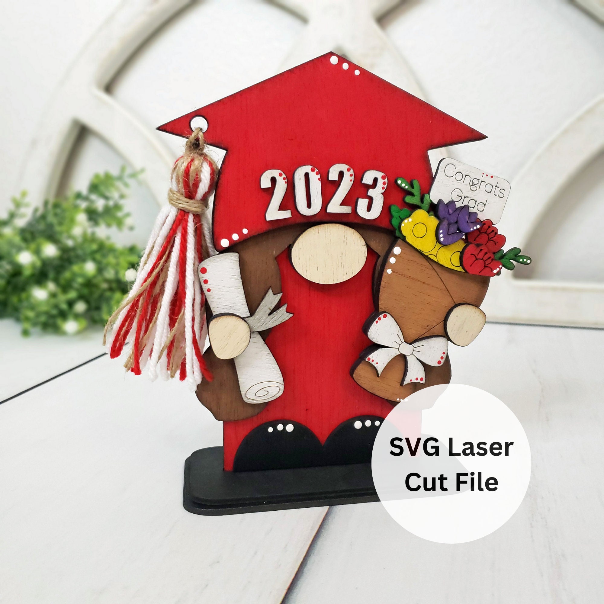 Girl Graduation Gnome SVG Laser Cut File for Laser Cutter or - Etsy