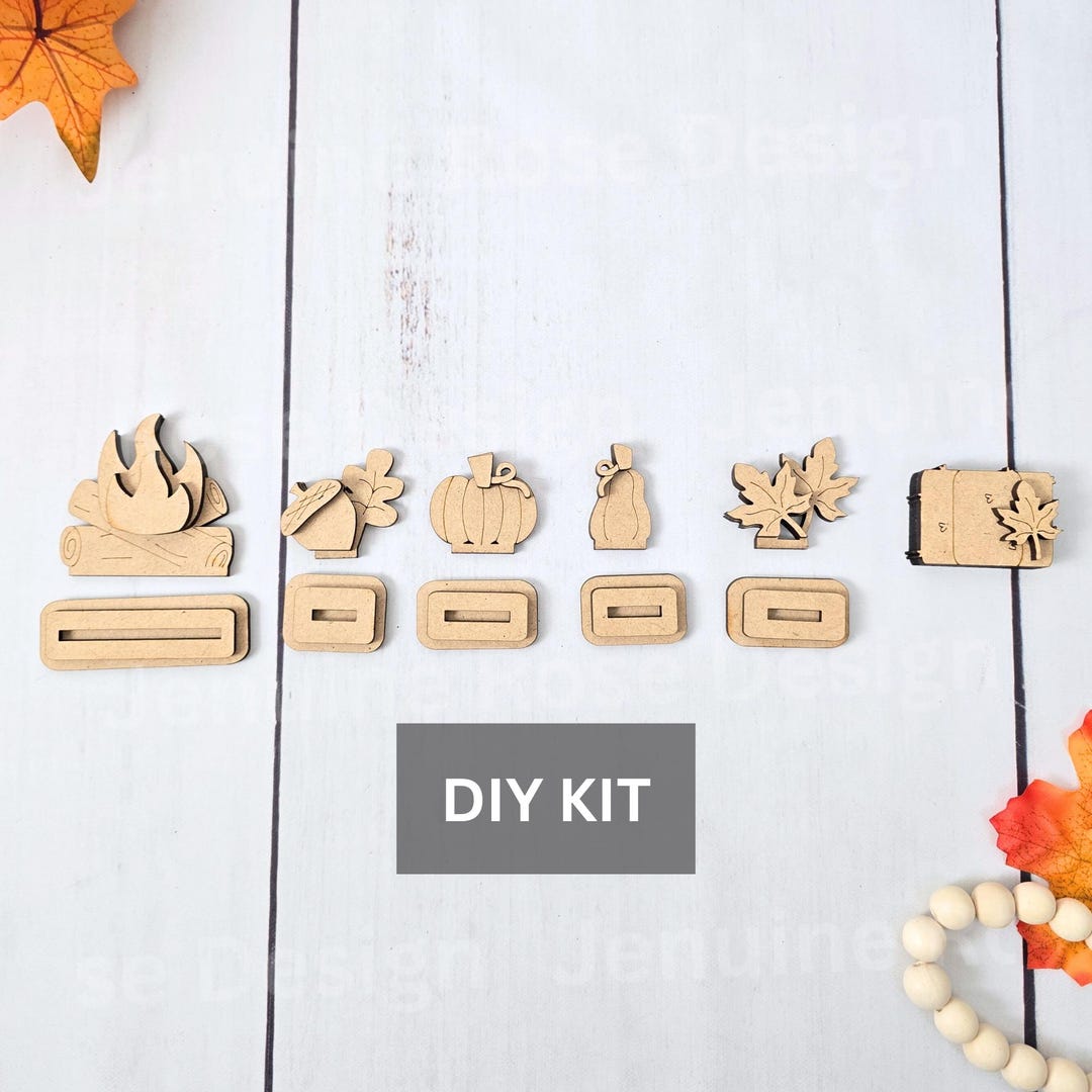 Adorable Tiny Fall Shelf Sitter DIY Kit Set, Unfinished Wood Mini Gnome ...