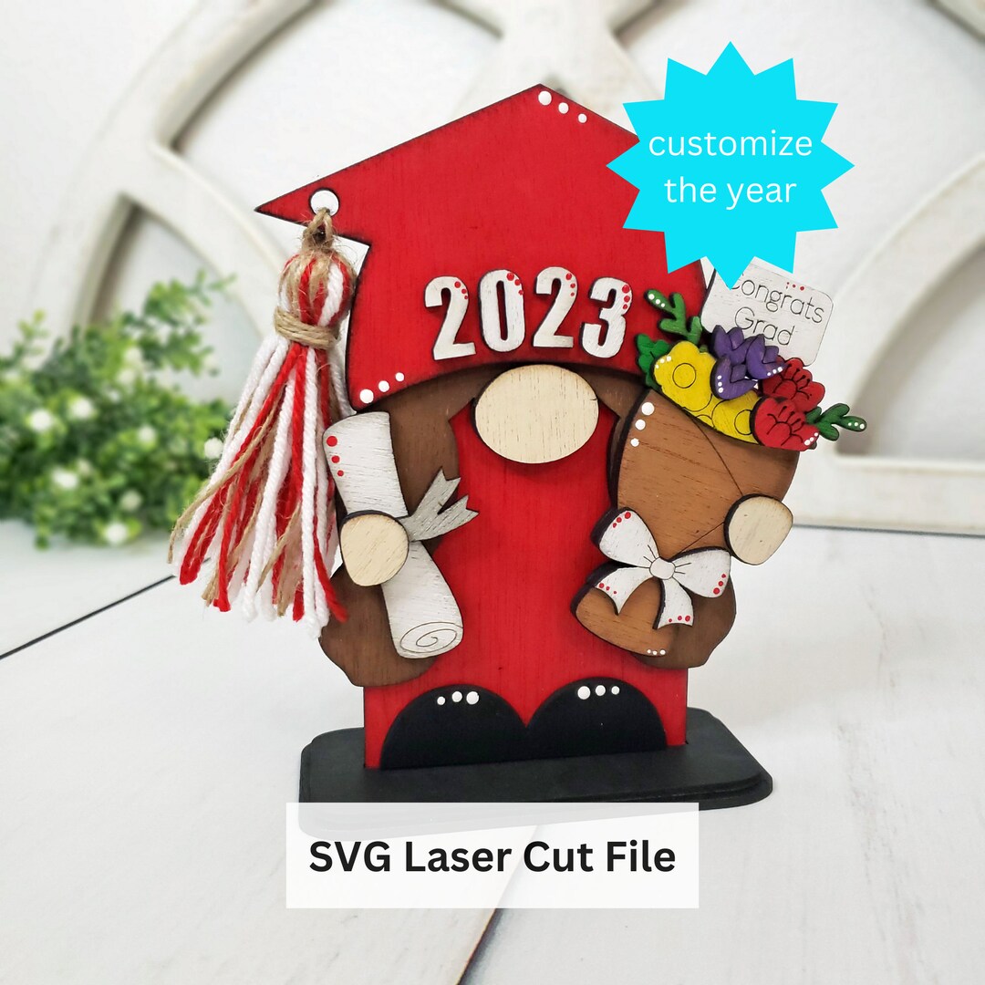 Girl Graduation Gnome SVG Laser Cut File for Laser Cutter or Glowforge ...