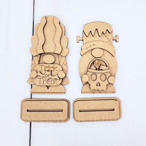 DIY Kit: Frankenstein Gnome Couple, Unfinished and Unassembled Wooden ...