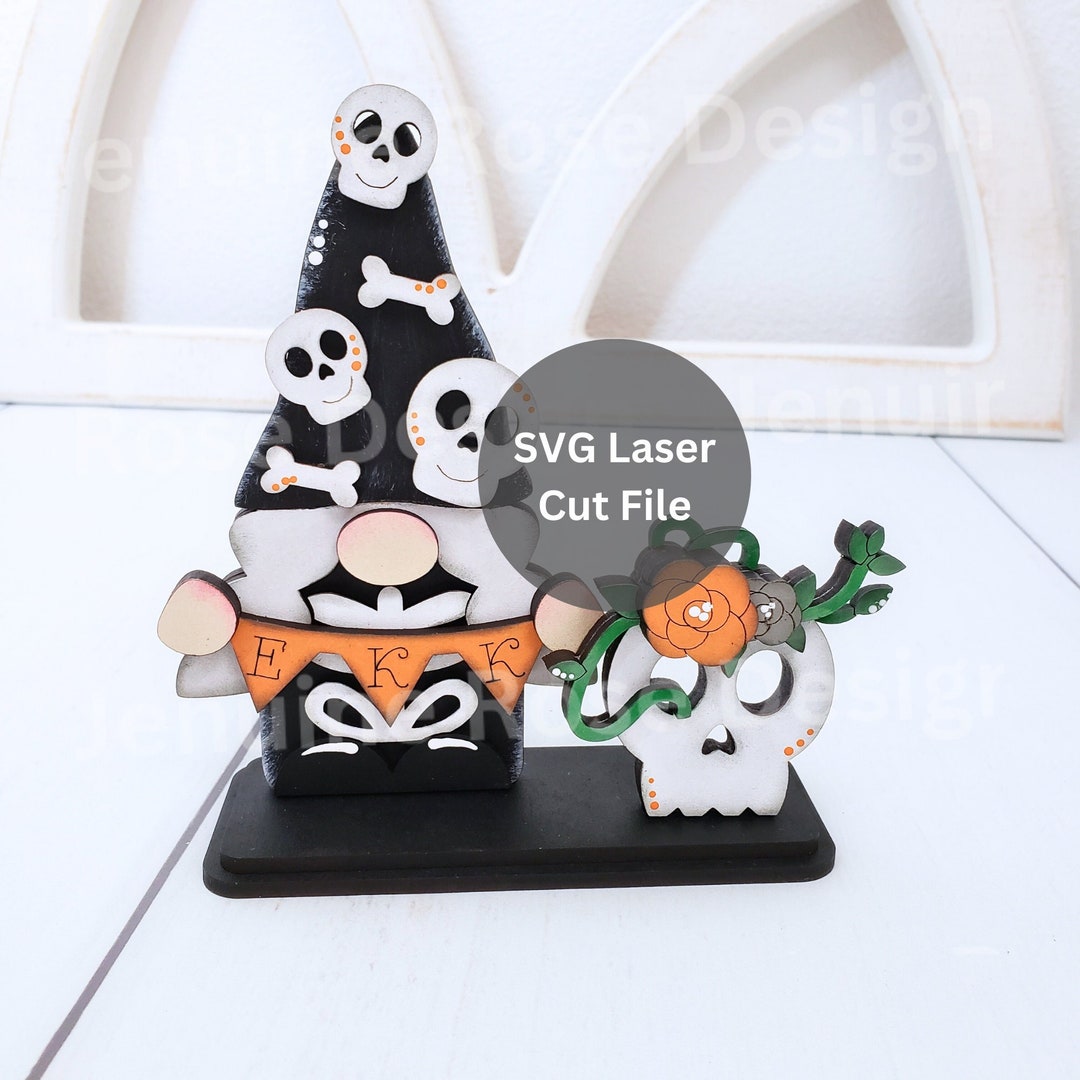 Skeleton Girl Gnome SVG Laser Cut File for Glowforge or Laser Cutter ...
