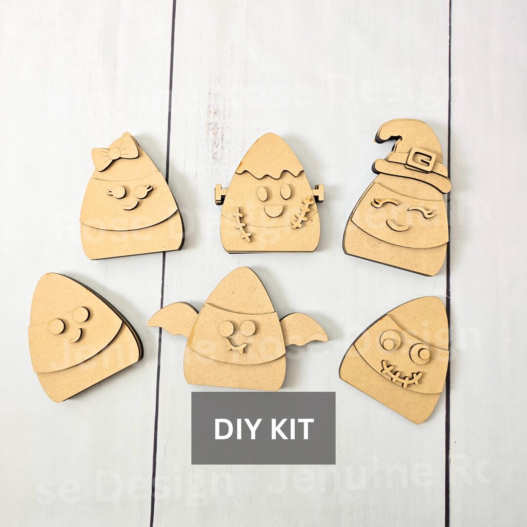 Halloween Candy Corn DIY Kit Bundle, Unfinished Wooden Chunky Candy ...