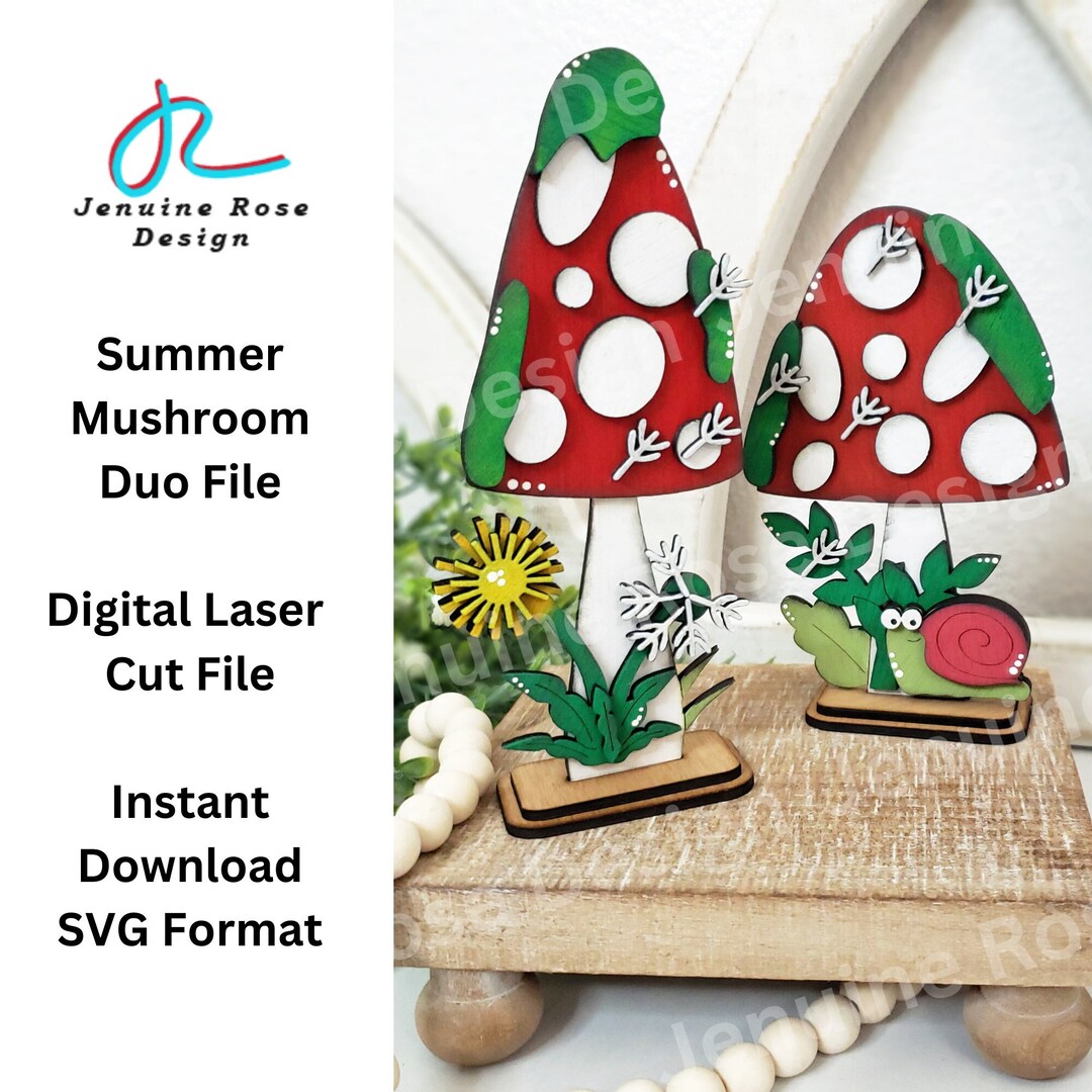 Summer Mushroom Duo SVG Laser Cut File for Laser Cutter or Glowforge ...