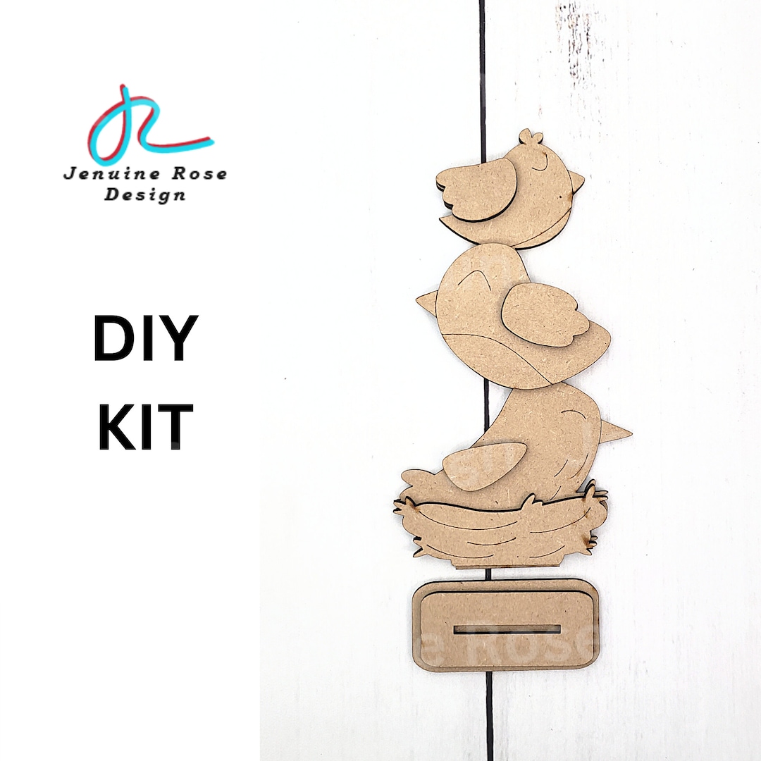Bird Stack DIY KIT, Unassembled & Unfinished Wooden Bird Nest W/3 ...