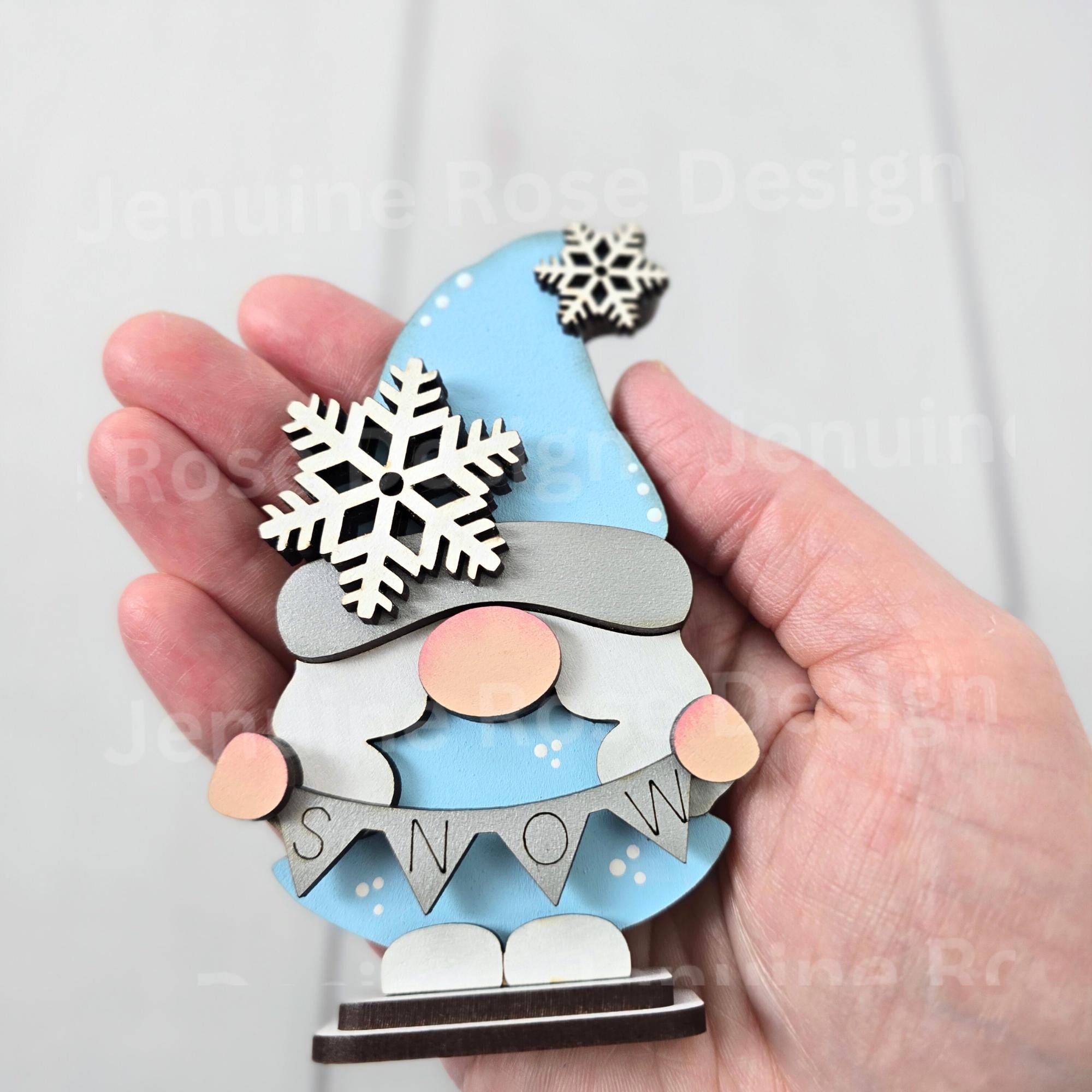 Snow Mini Gnome DIY Kit, 4" Unfinished Wooden Shelf Sitter Gnome With ...