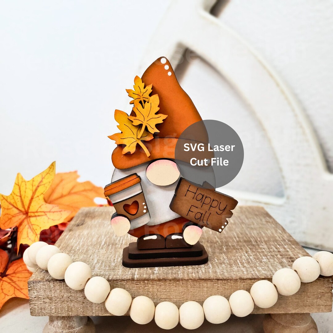 Happy Fall Gnome SVG Laser Cut File for Glowforge or Laser Cutter ...