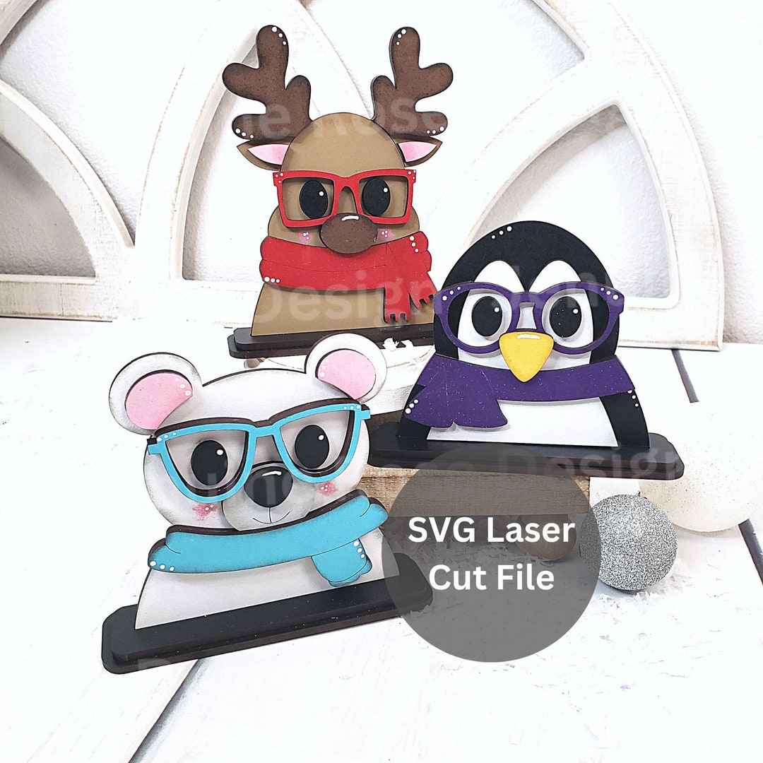 Nerdy Arctic Animals SVG Laser Cut File Bundle for Glowforge or Laser ...