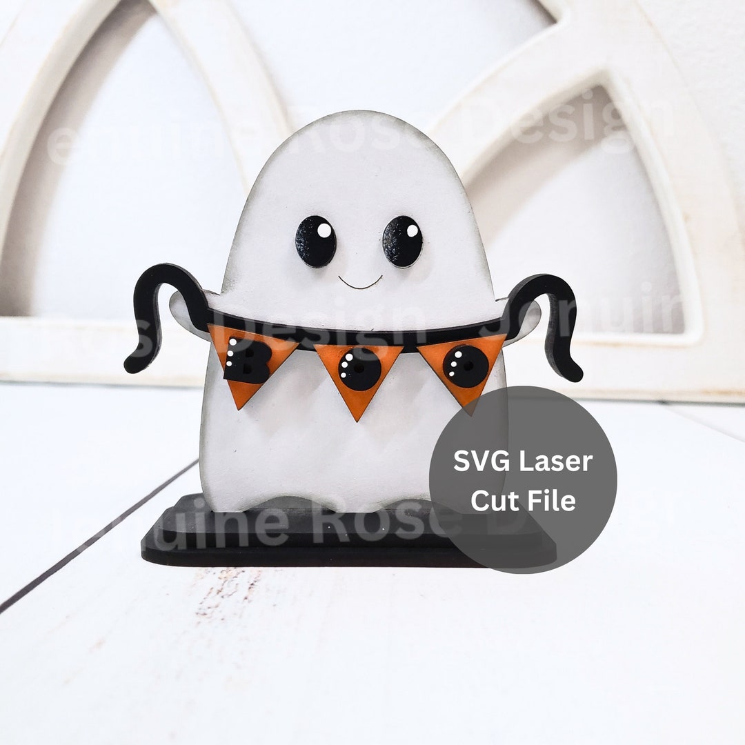 Halloween Ghost SVG Laser Cut File for Glowforge or Laser Cutter, Cute ...
