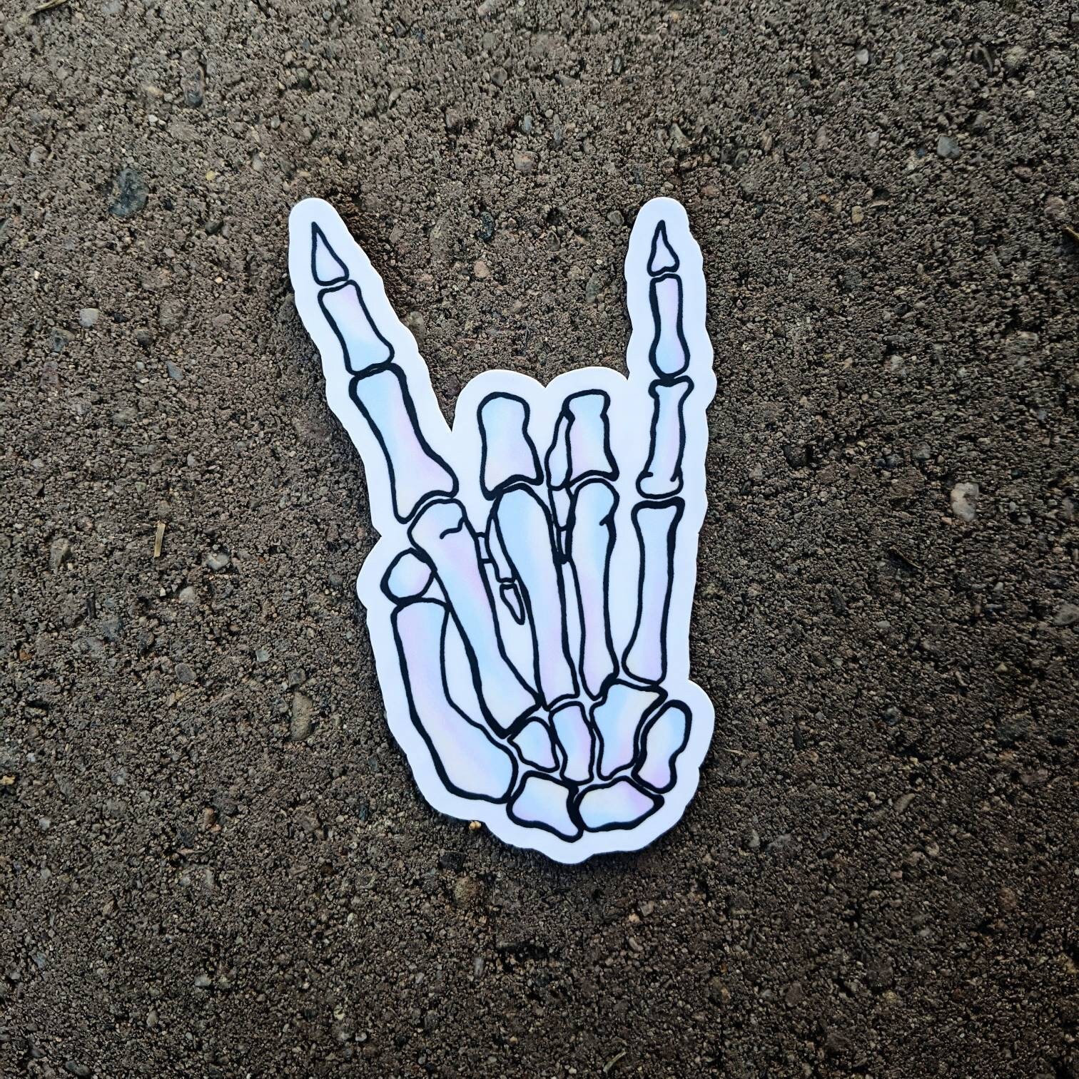 Rock on Devil Horns Skeleton Hand Sticker Water Bottle - Etsy