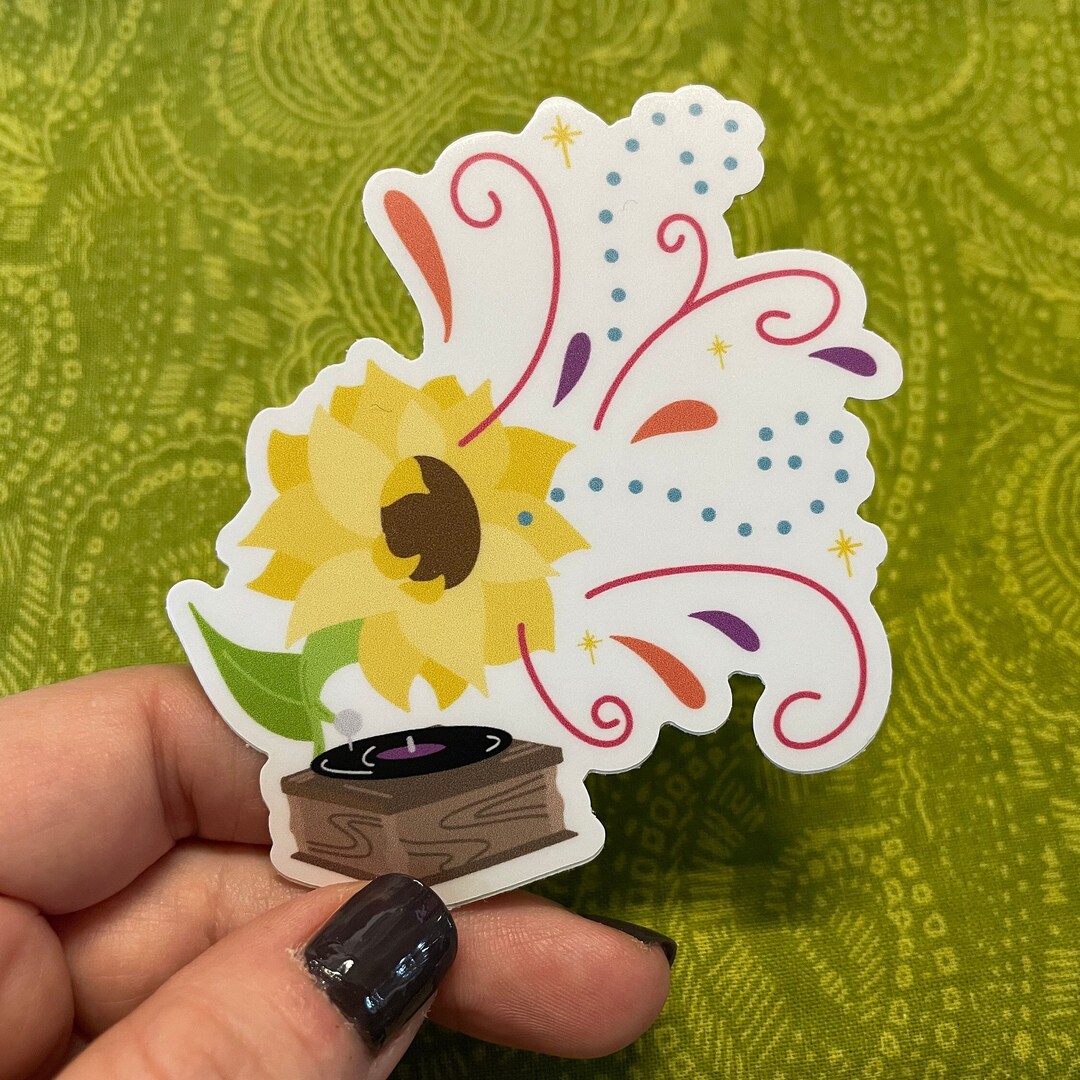 Sunflower Sounds Record Player Sticker - Etsy