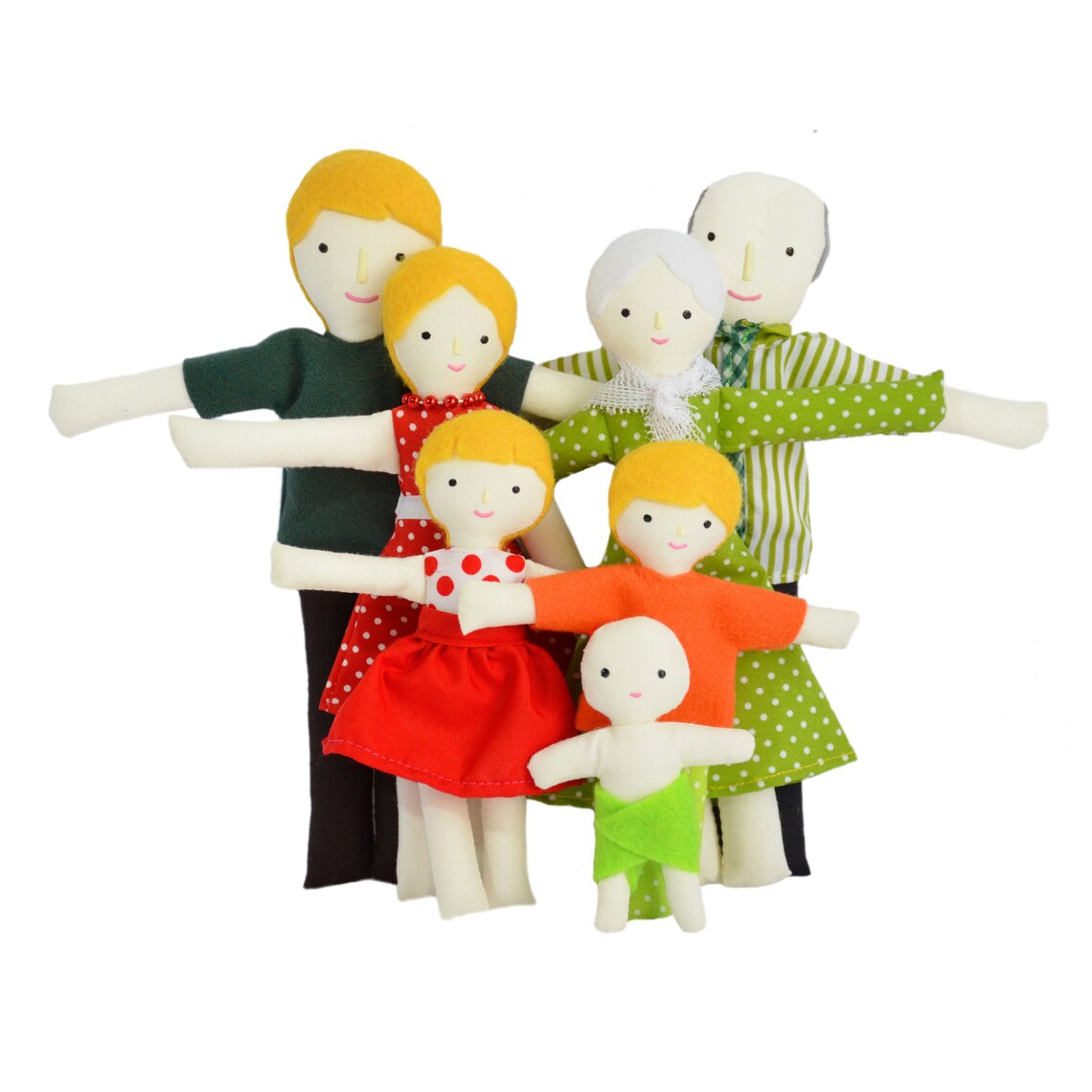 Family of Seven Dolls With Light Skin Color. 7 Dolls | Etsy