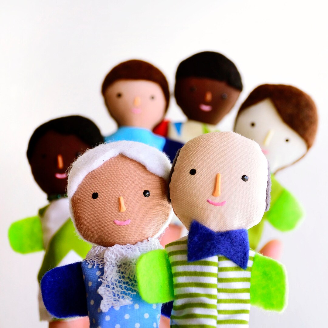Handmade Family Finger Puppets: Diverse Skin Tones, Set of 6 - Etsy