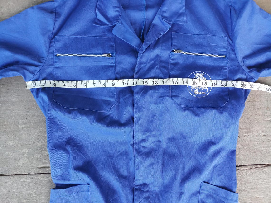 Vintage ITUZZI Worker Coveralls M: European Blue Cotton Jumpsuit - Etsy