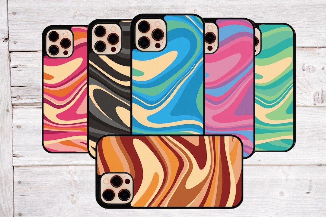Retro Swirl Phone Case, Groovy Retro Swirls Cover Fit for iPhone 16 Pro ...