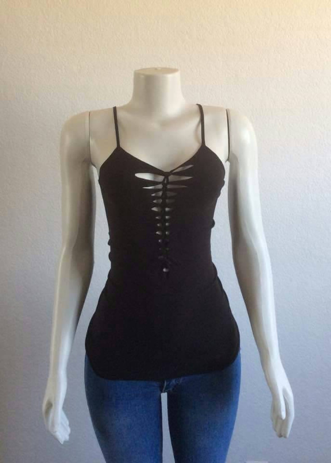 Black Cut up Tank Top Inspired by Adam Saaks. - Etsy