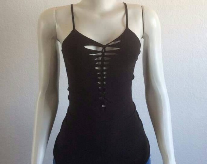 Black Cut up Tank Top.. - Etsy