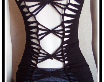 Black Cut up Tank Top.. - Etsy