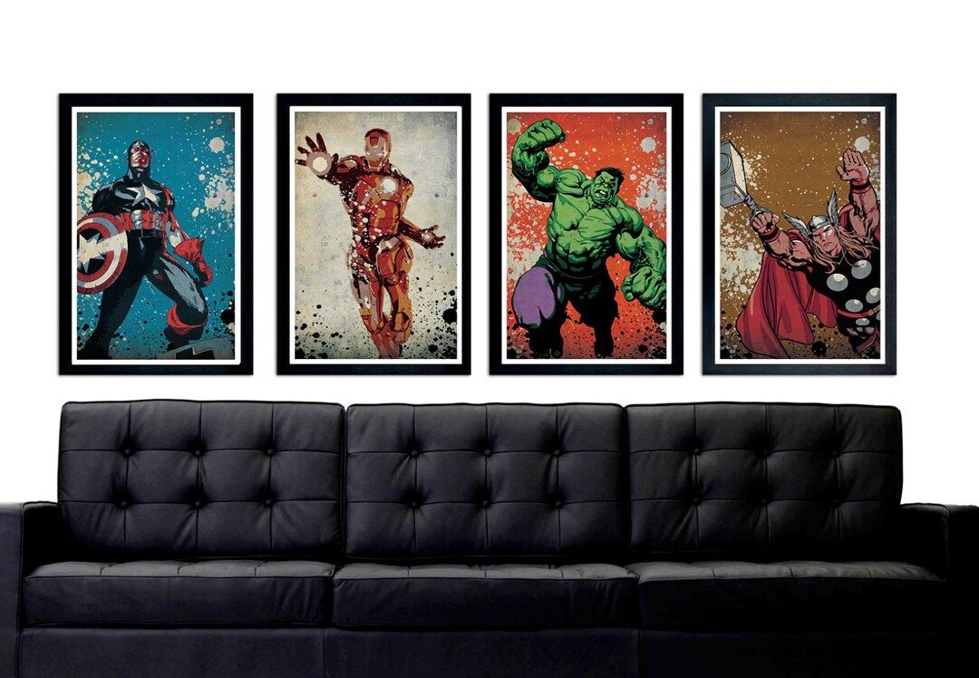 The Avengers Inspired Poster Set, Poster Set of 4, Minimalistic Design ...