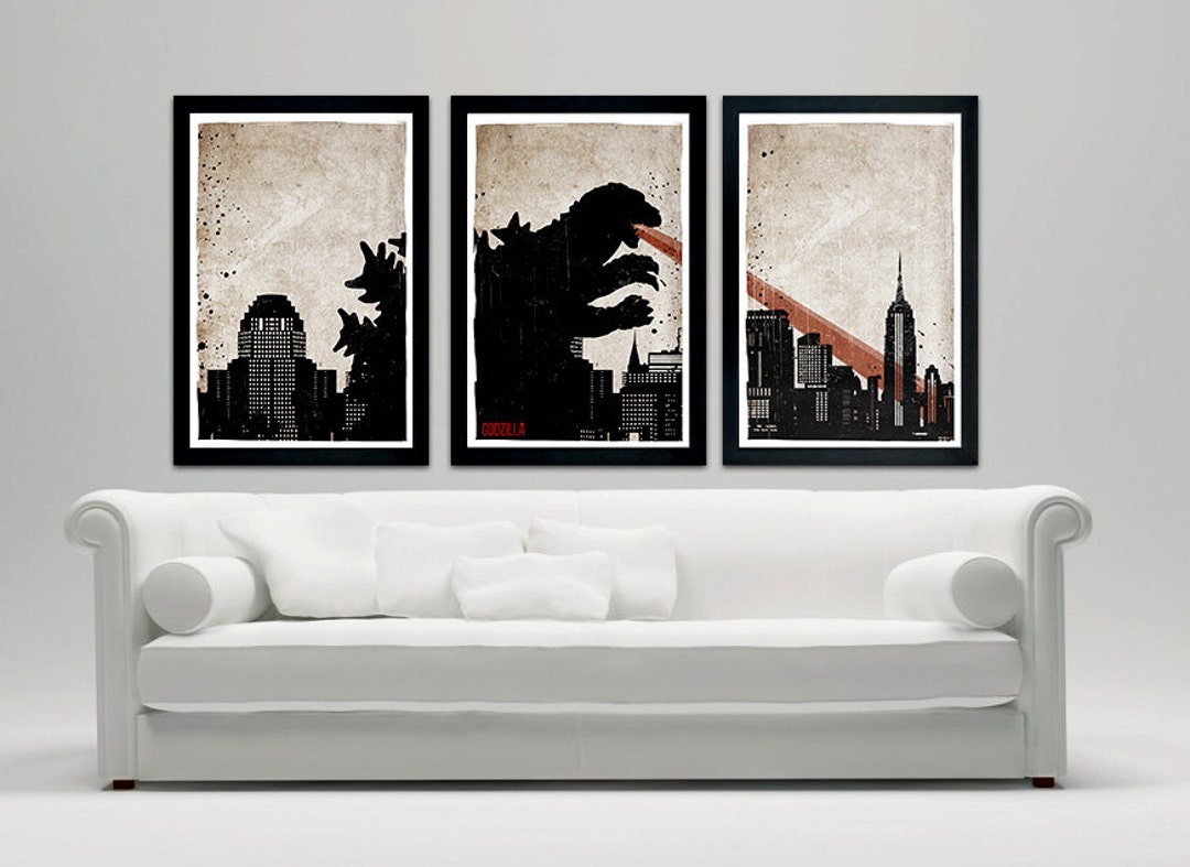 Godzilla Movie Poster Set 12x18 Vintage Look - Etsy