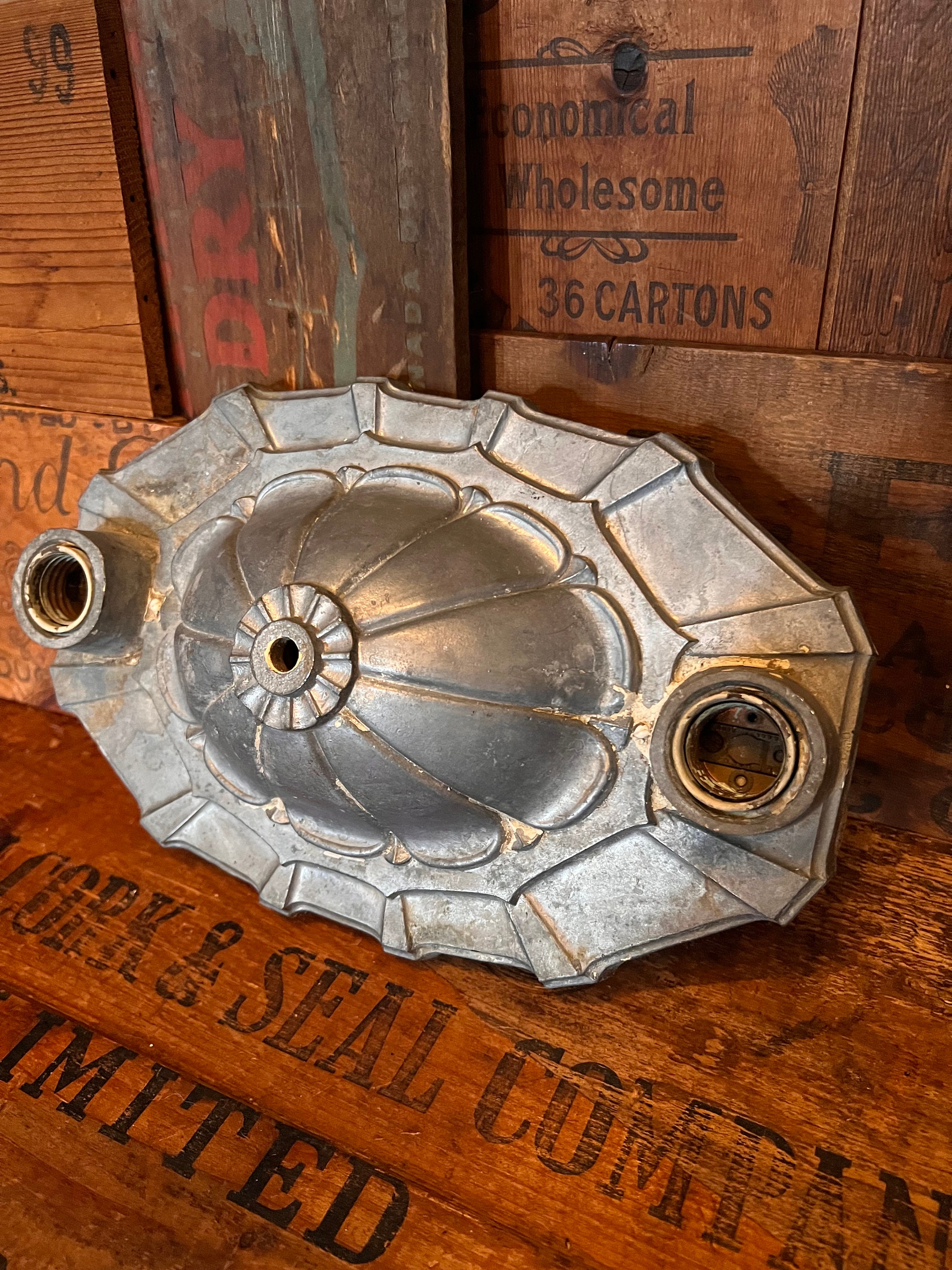 Antique Art Deco Flush Mount 2 Bulb LIGHT FIXTURE - Etsy