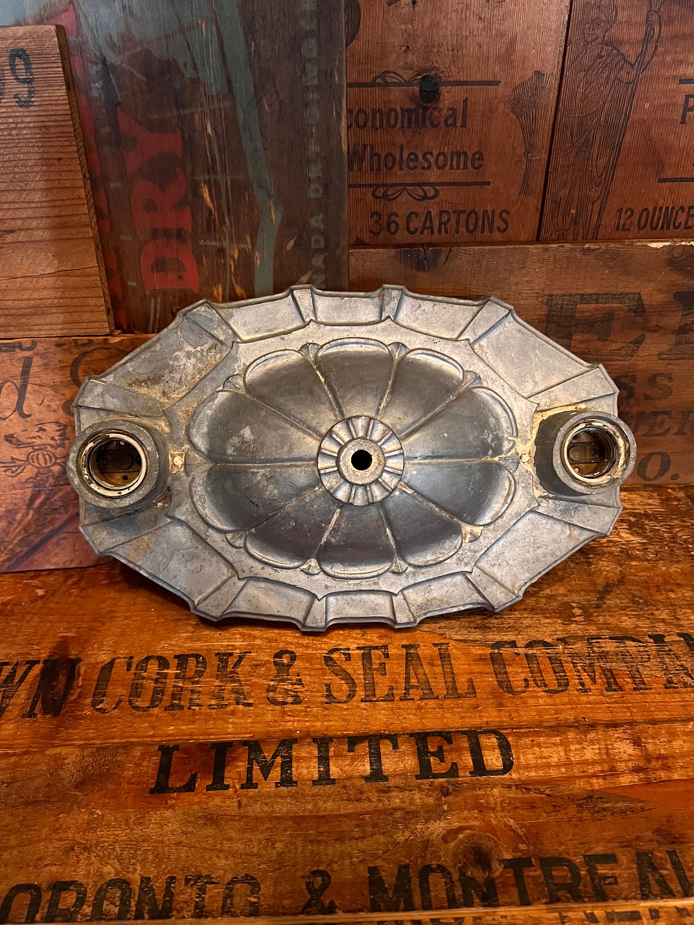 Antique Art Deco Flush Mount 2 Bulb LIGHT FIXTURE - Etsy