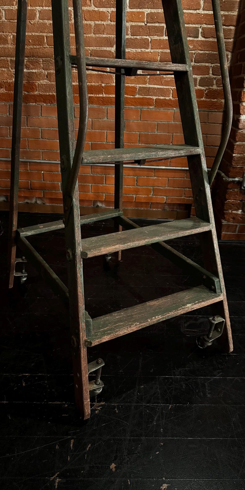 Vintage Library Step Ladder W/handrail LOS ANGELES LADDER Co. Rustic ...