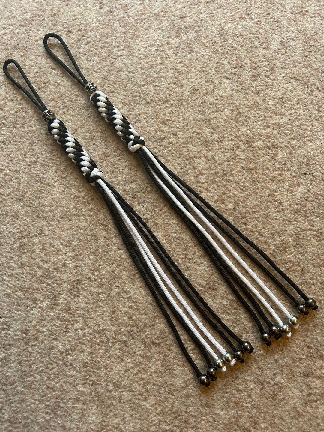 Pair of Motorcycle Handlebar End Fringe Tassels * Paracord With Skull ...