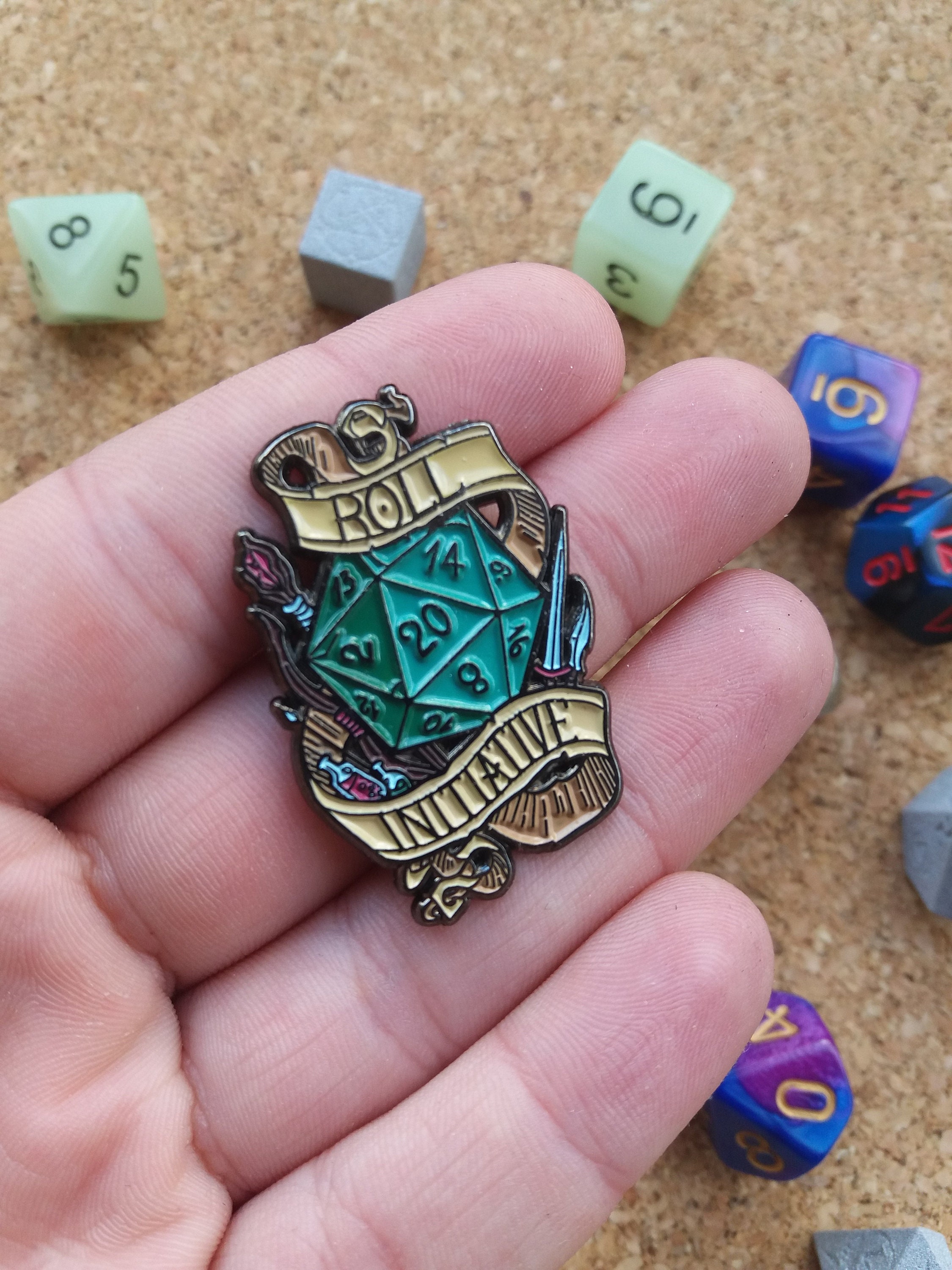Dungeons and Dragons Roll Initiative double clutch enamel pin | Etsy
