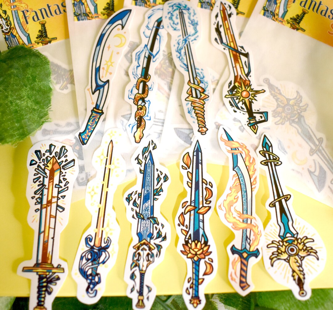 Fantasy Swords Paper Eco-friendly Stickers - Etsy