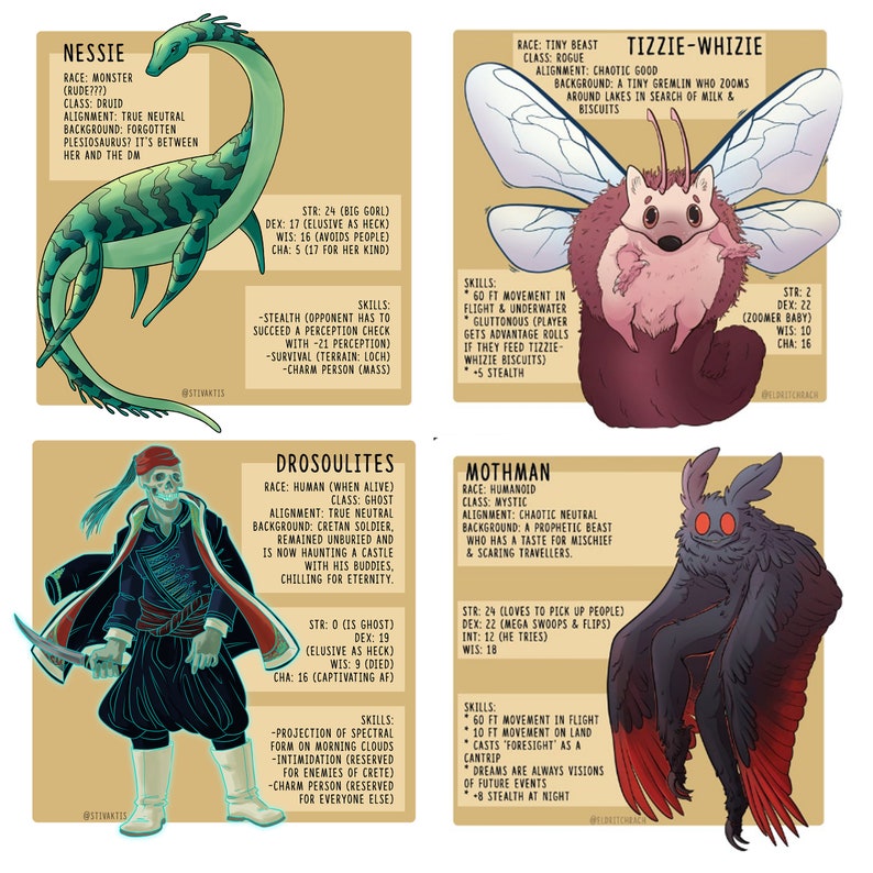 Dungeons and Cryptids Stats Sticker Set - Etsy