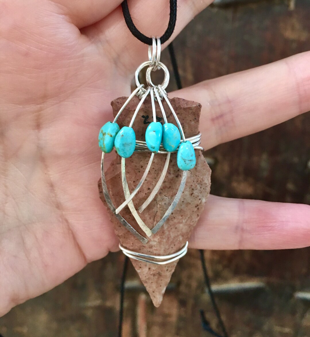 One of a Kind Native American Chert Arrowhead With Turquoise and ...