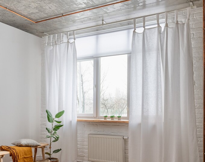 Rivau Solid Tab Curtain Panel – Twist Linen Tab Top Panel – Knotted ...