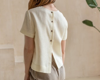 Back Button Blouse - Etsy