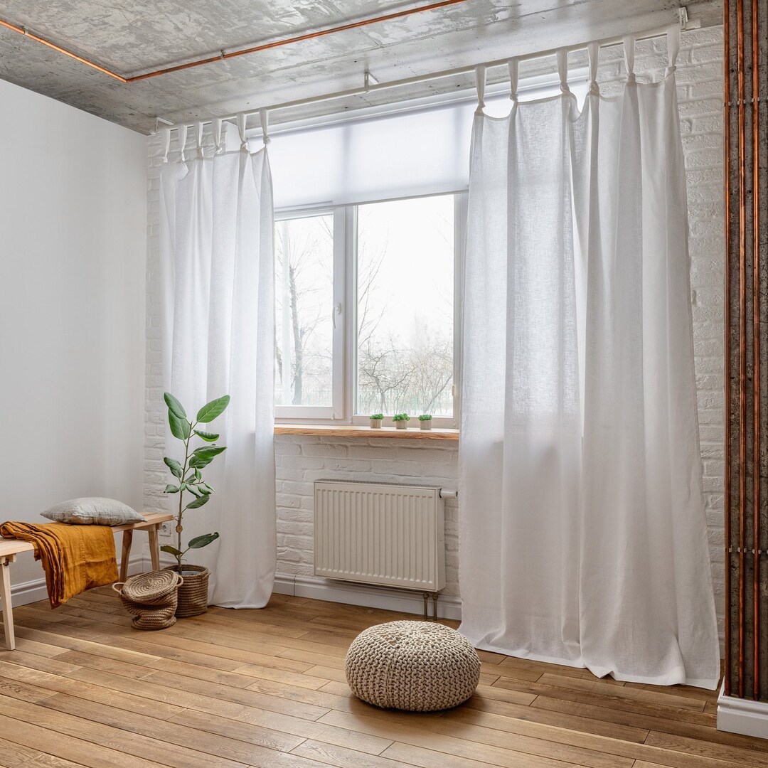 Rivau Solid Tab Curtain Panel – Twist Linen Tab Top Panel – Knotted ...