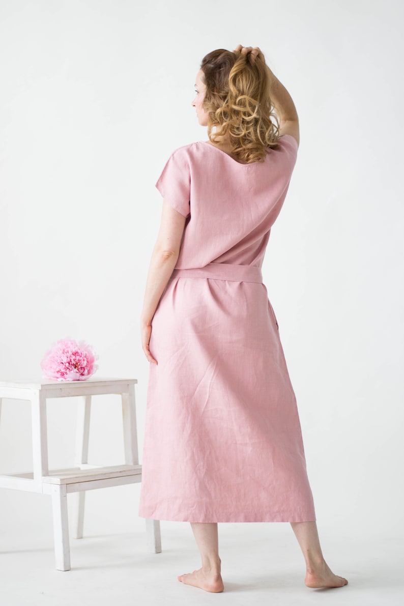 Dusty Rose Linen Dress Summer Women Dress Linen Long - Etsy