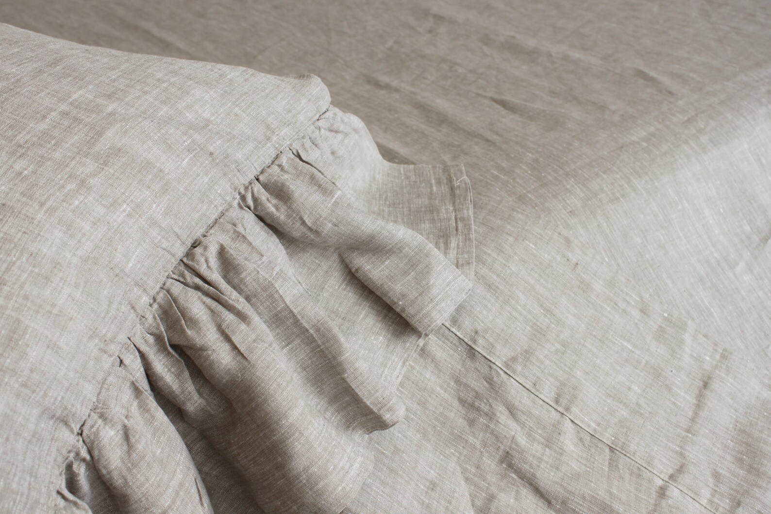 Romantic Linen Bedding Set Ruffled Bed Valance and 2 - Etsy