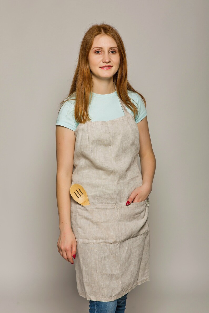 Eco-friendly apron present Apron with pockets Kitchen | Etsy