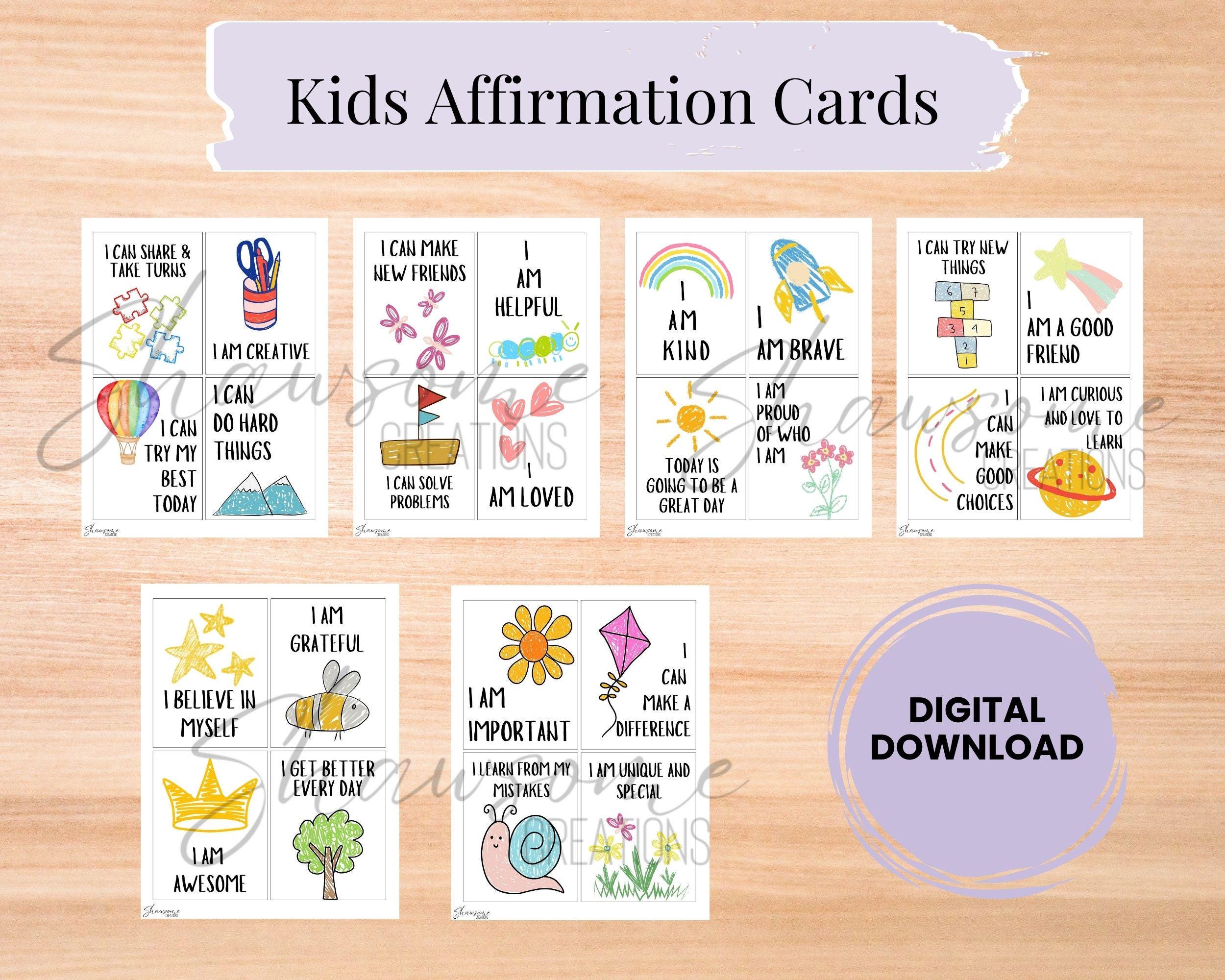 Printable Kids Affirmation Cards With Colorful Images | Positive ...