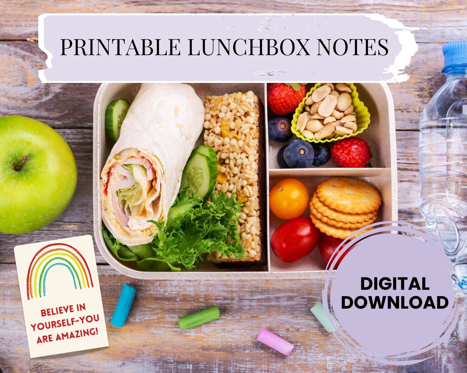 Printable Lunchbox Notes for Kids | 24 Cute & Inspirational Cards | 16 ...