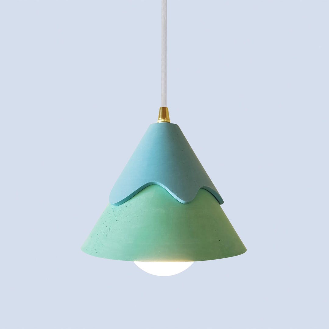 Blue and Green Cone Pendant Lamp - Rei - Etsy