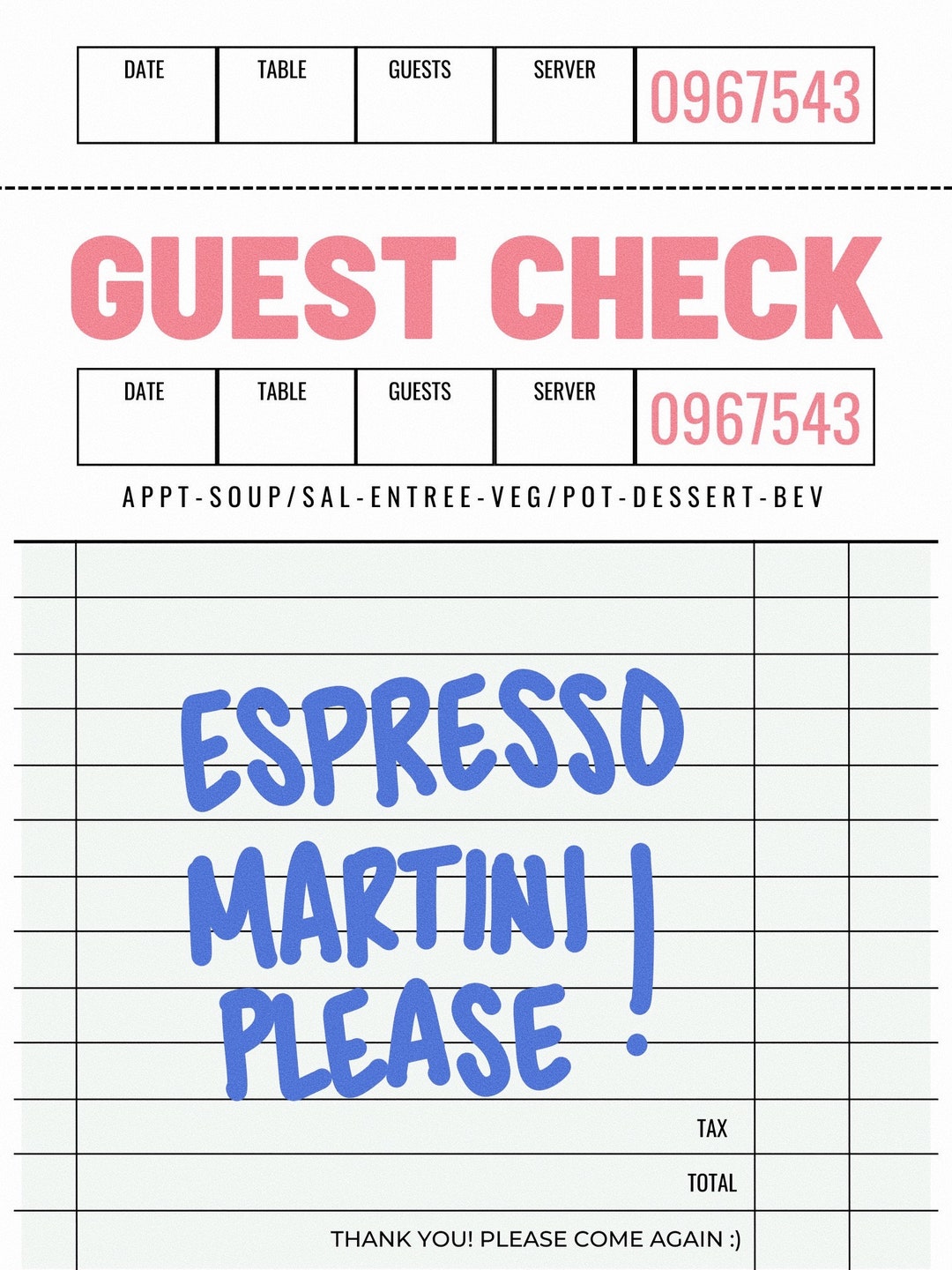 Espresso Martini Guest Check Print - Etsy